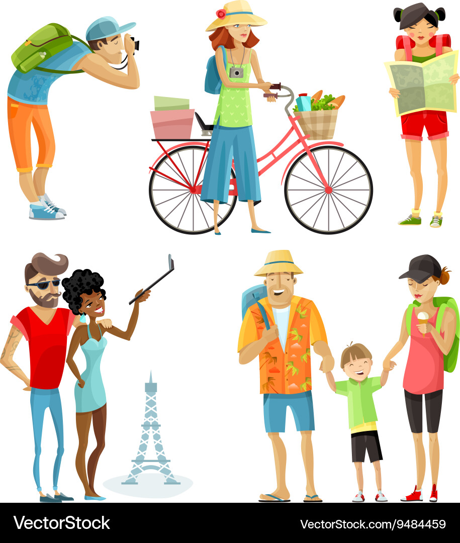 Travelers & Sightseeing Icons Royalty Free Vector Image
