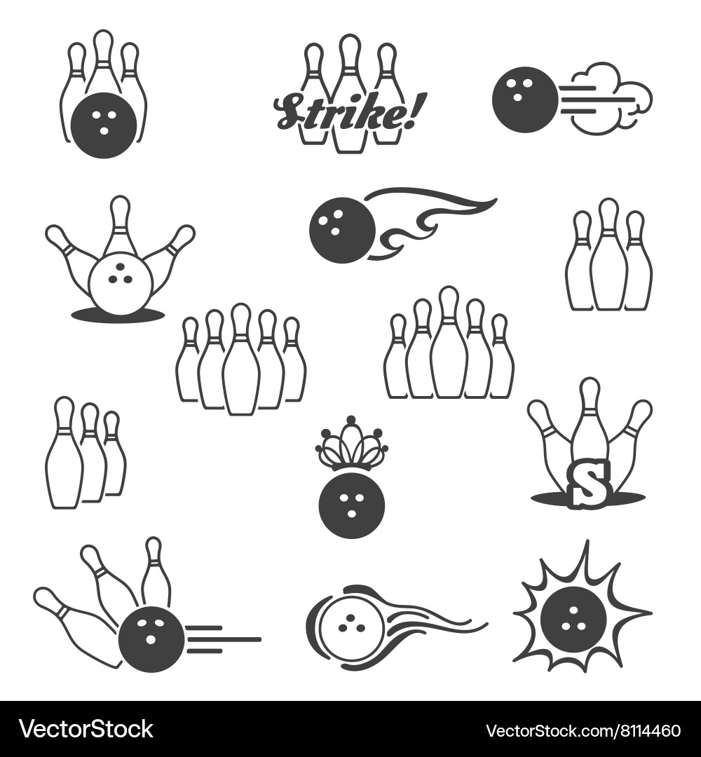 Bowling Icons Set Royalty Free Vector Image - VectorStock