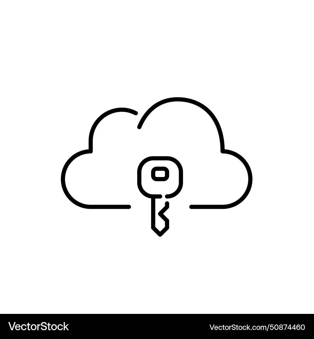 Cloud and key signifying secure storage Royalty Free Vector