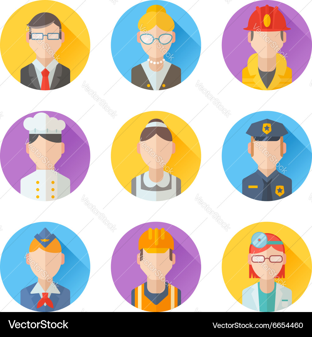 Flat People Icons - Diverse Professions Royalty Free Vector