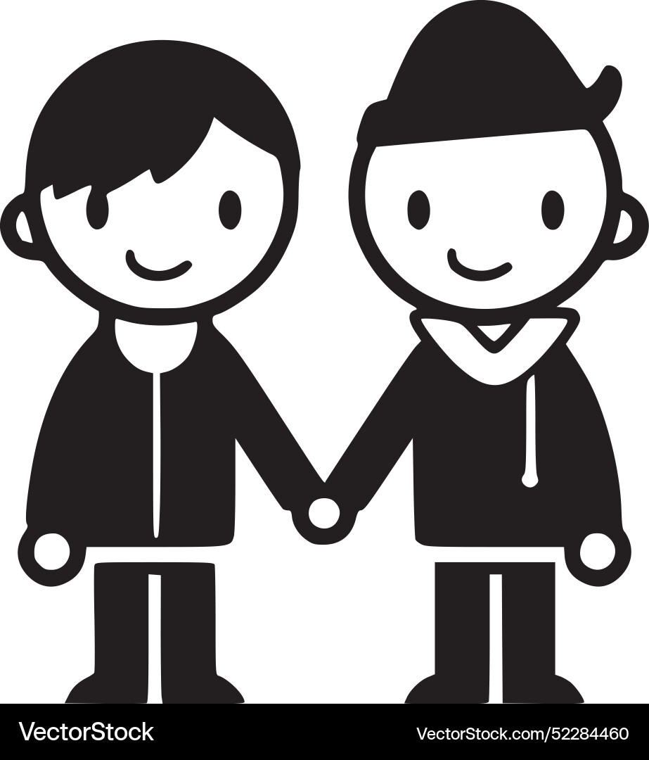 Friends - black and white isolated icon Royalty Free Vector