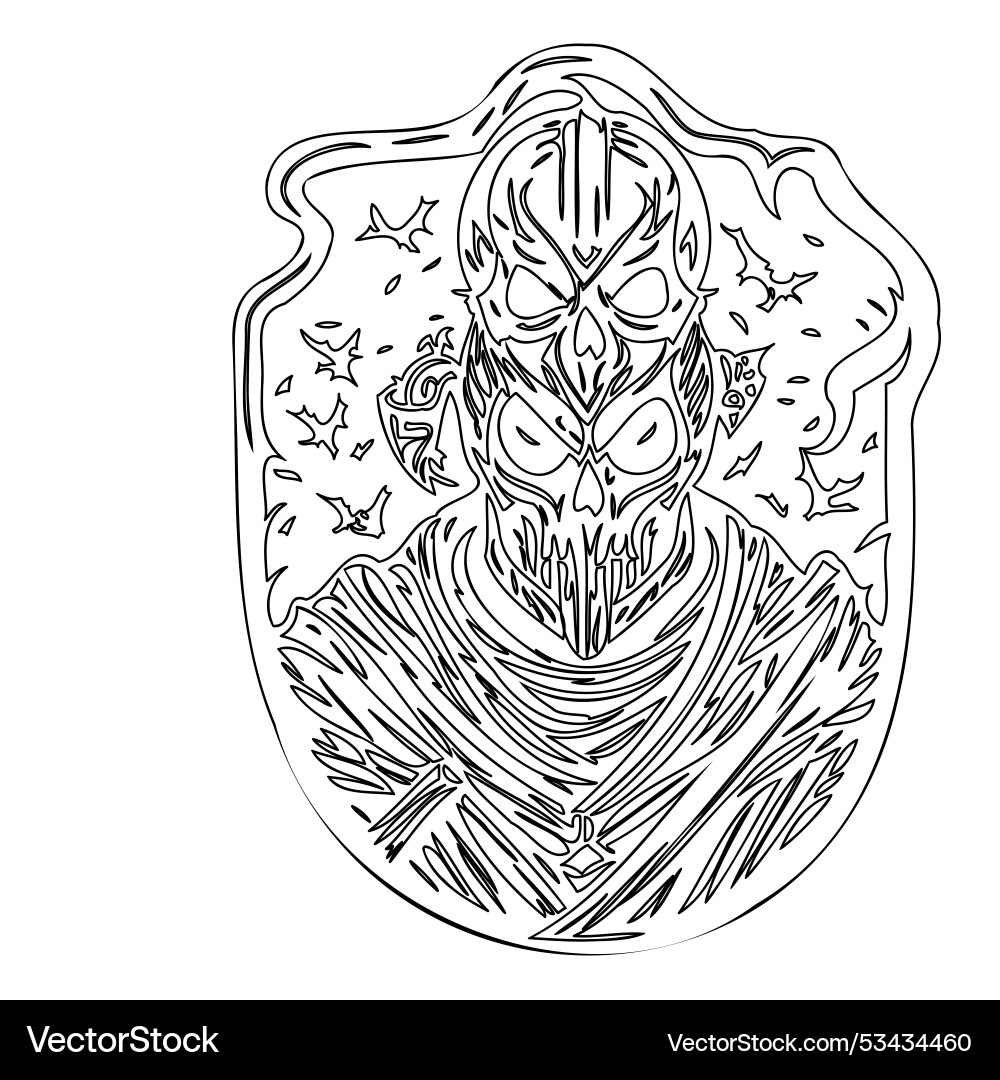 Lich monster outline sketch Royalty Free Vector Image