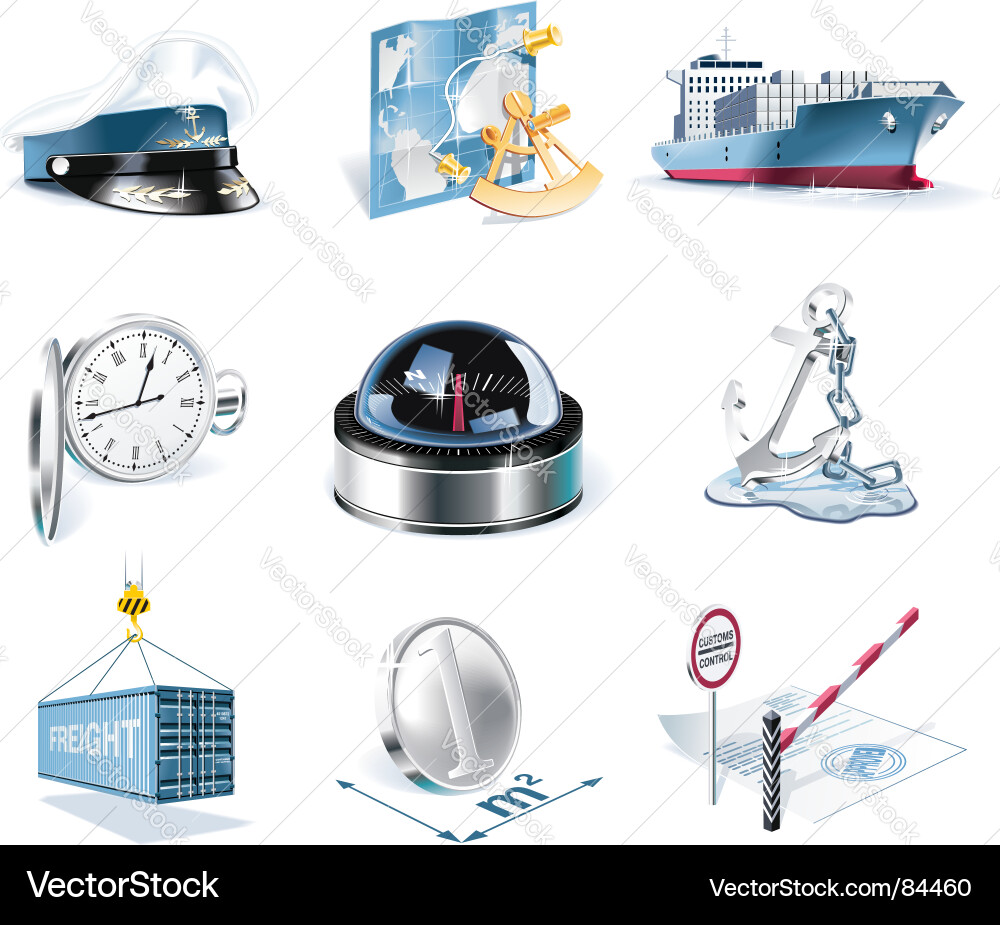 Marine transportation icons Royalty Free Vector Image