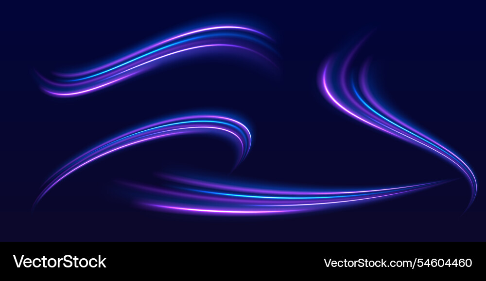 Neon light line trails Royalty Free Vector Image