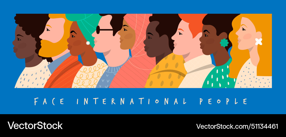 Art characters international people faces global Vector Image