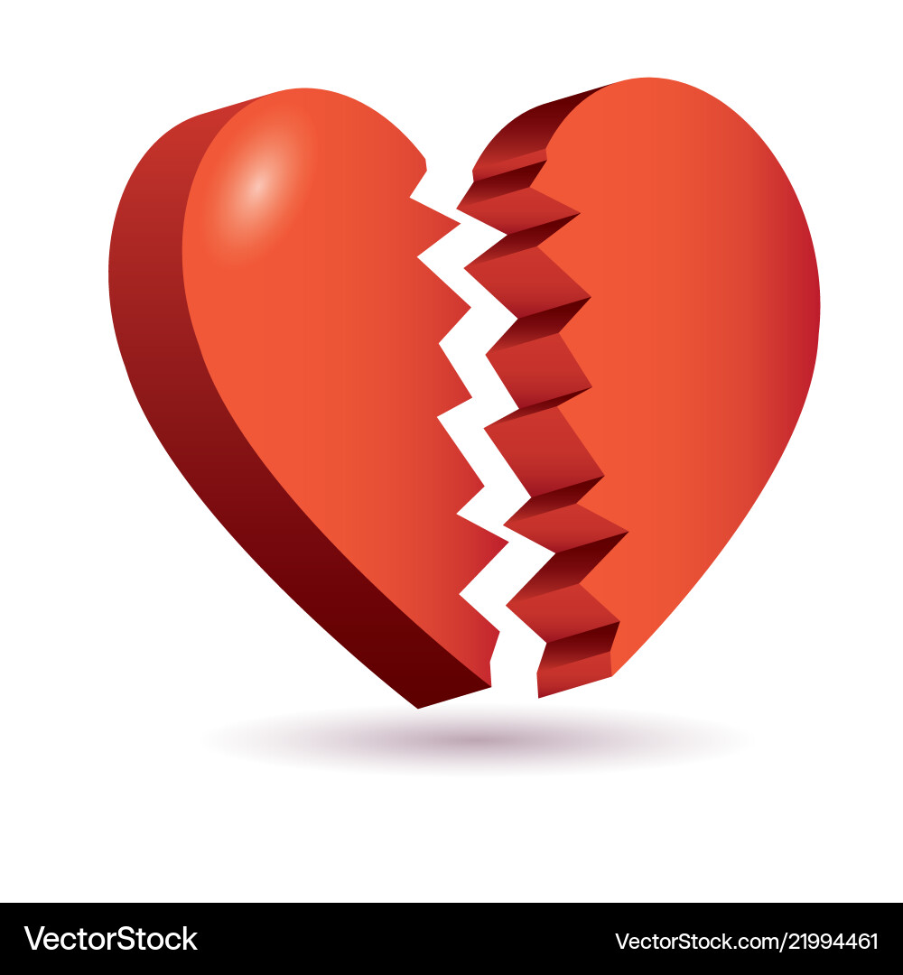 Broken Heart Isometric Icon Royalty Free Vector Image