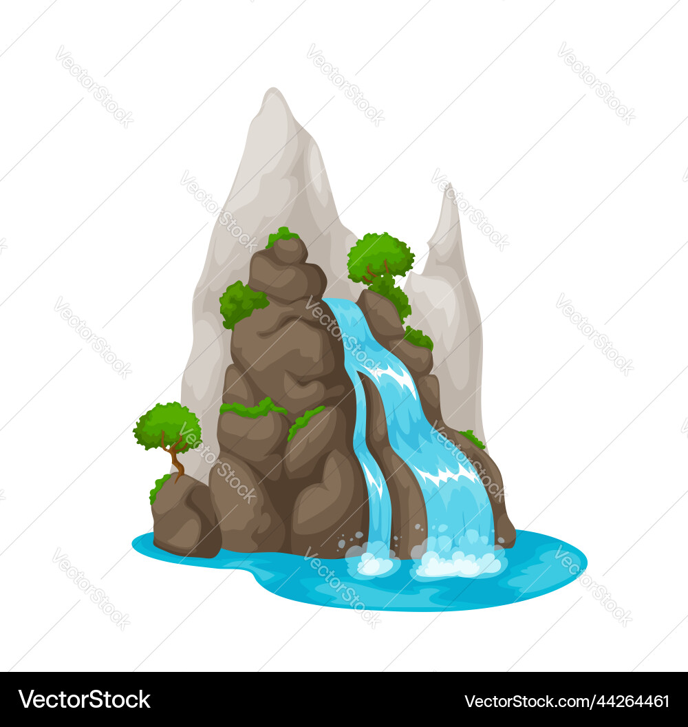 Cartoon waterfall and water cascade design Vector Image