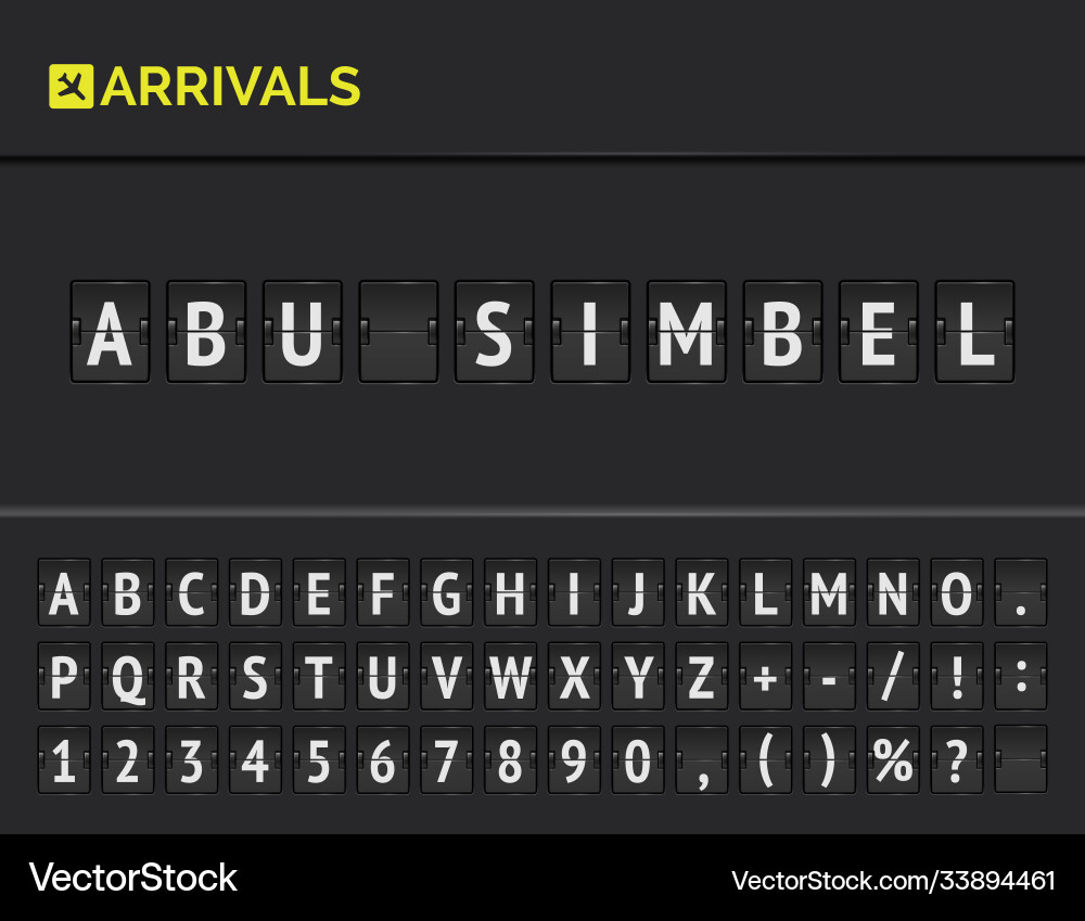 Flight board with flip airport terminal Royalty Free Vector