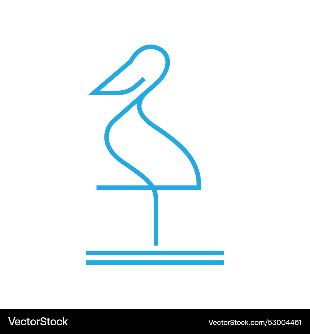 Pelican bird line color simple logo design Vector Image