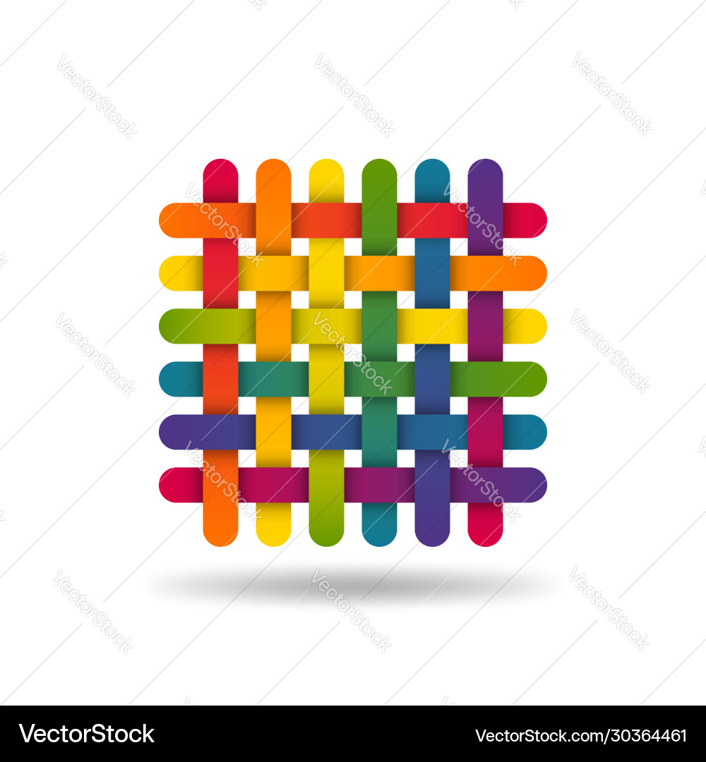 Rainbow coloured interwoven threads textile Vector Image