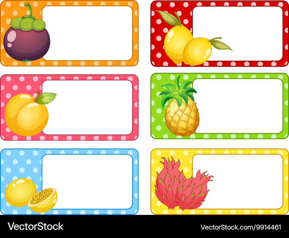 Square labels with fresh fruits Royalty Free Vector Image
