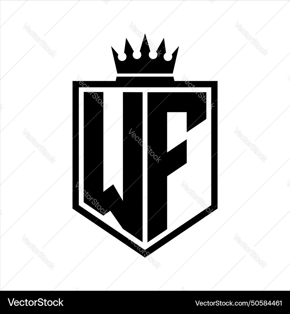 Wf logo monogram bold shield geometric shape Vector Image