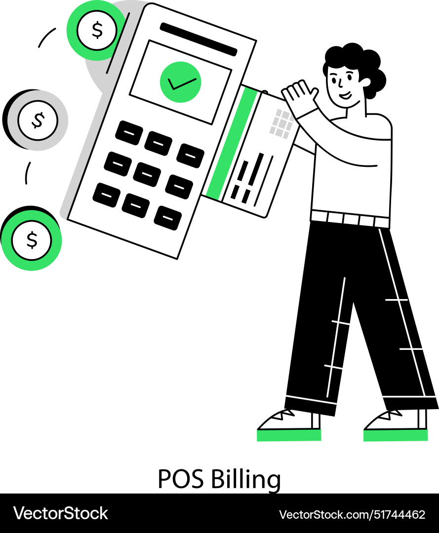 An outline mini of pos billing Royalty Free Vector Image