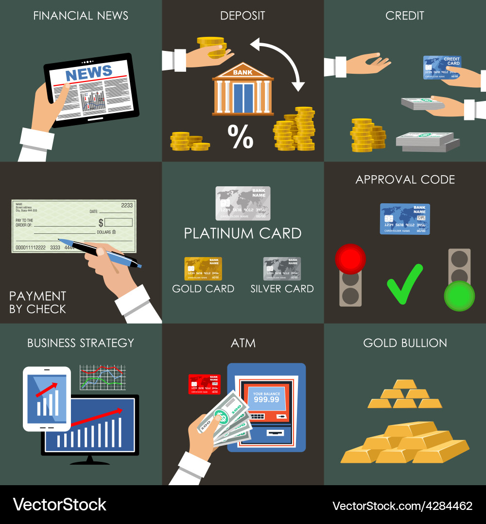 Big bank set Royalty Free Vector Image - VectorStock
