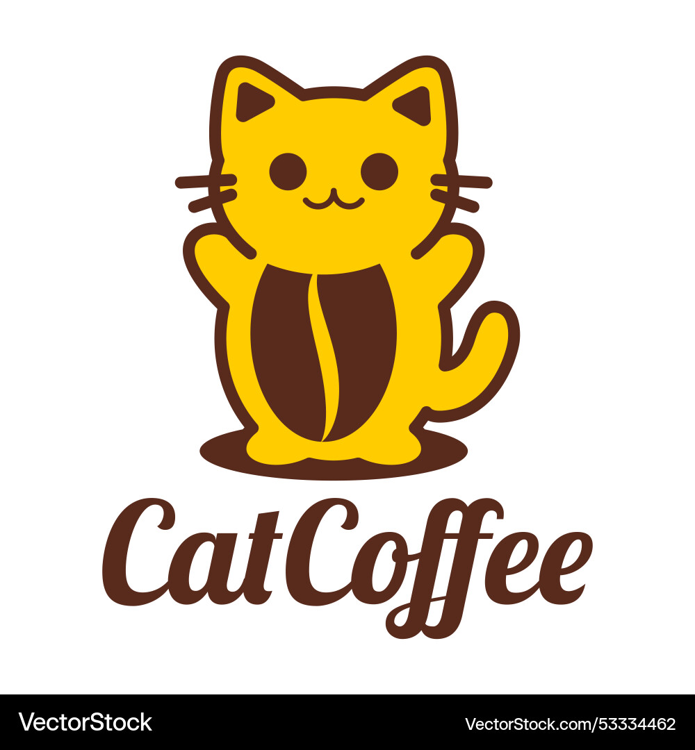 Cat coffee cafe minimalist logo design Royalty Free Vector