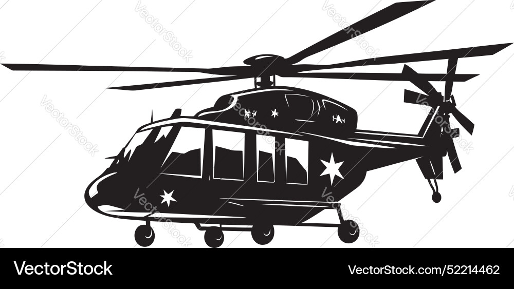 Lethal elegance black combat helicopter dynamic Vector Image
