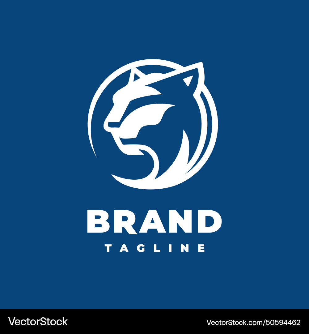 Negative circle panther head logo design template Vector Image