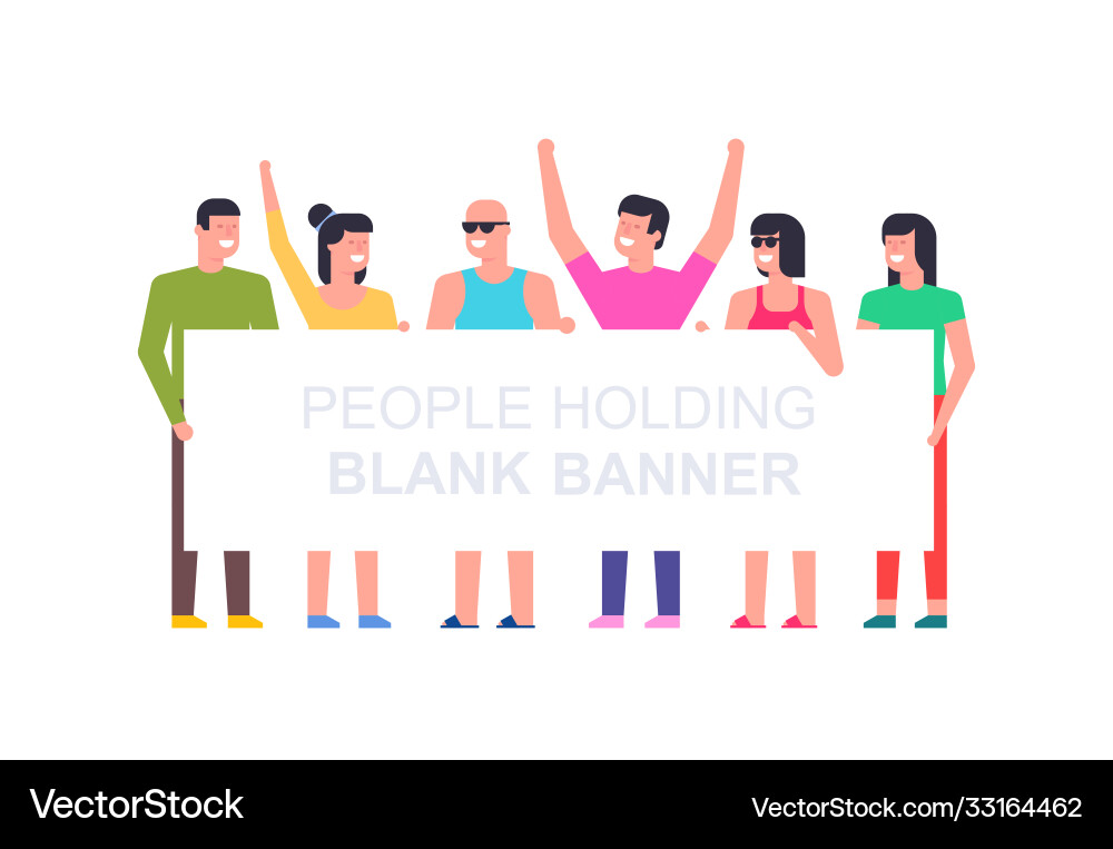 People with banner Royalty Free Vector Image - VectorStock