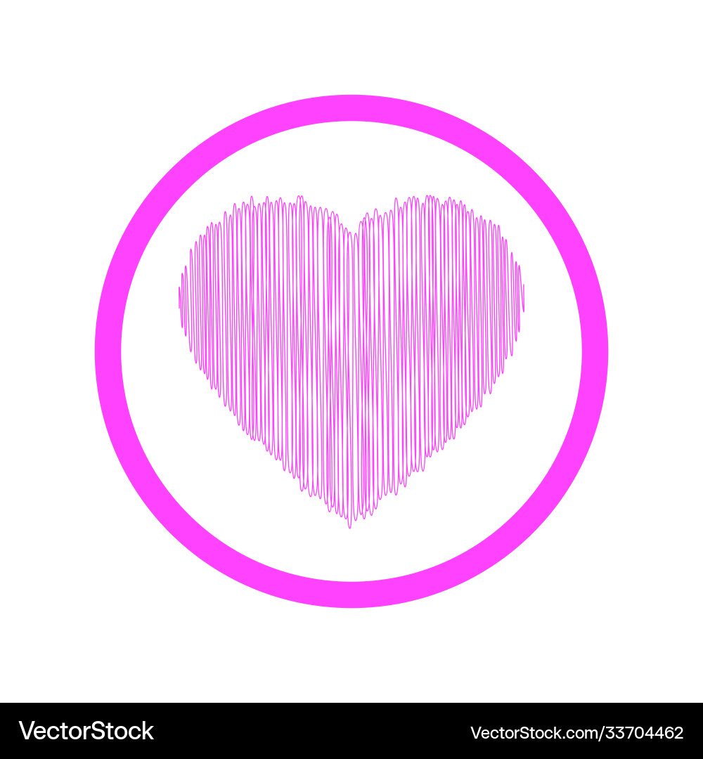 Pink heart scribble with lines texture on white Vector Image