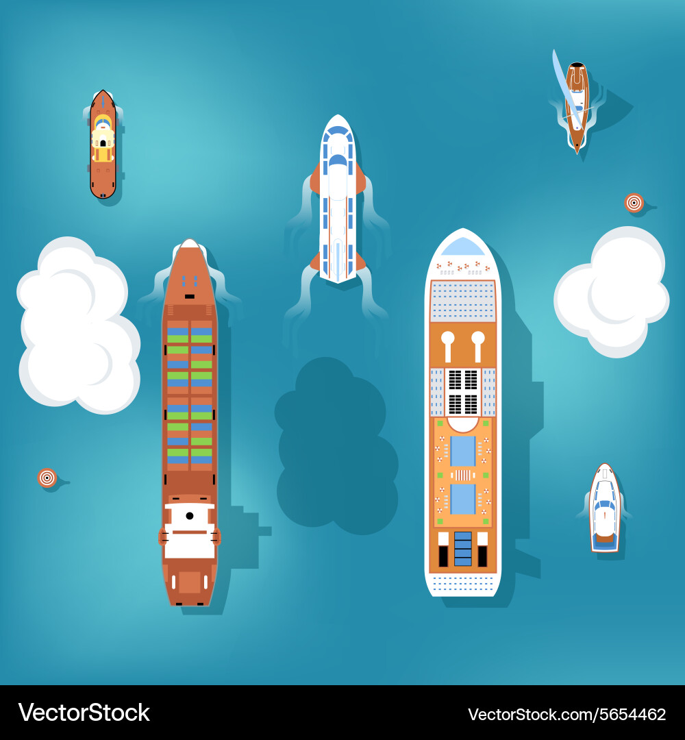 Set of ships top view Royalty Free Vector Image