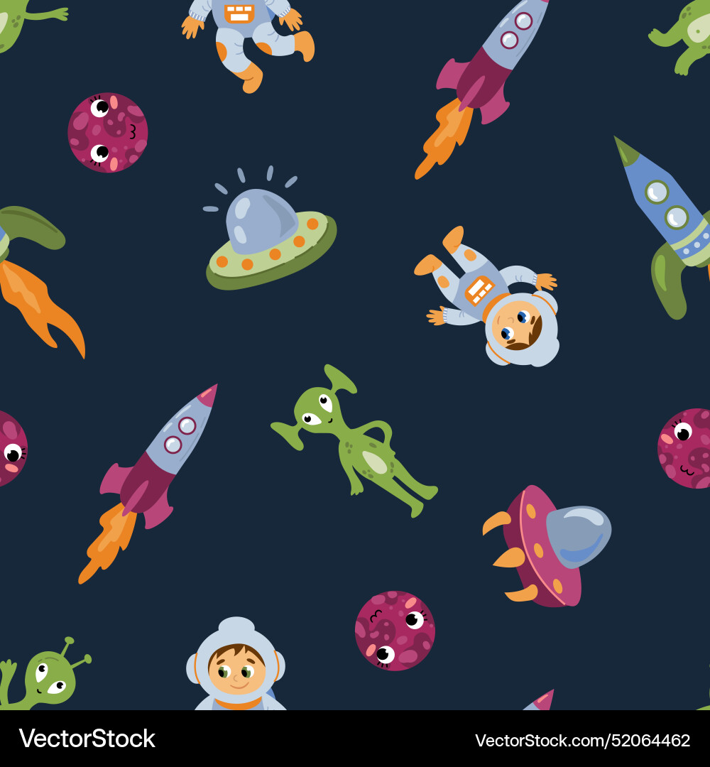 Space Pattern - Stars and Planets Royalty Free Vector Image
