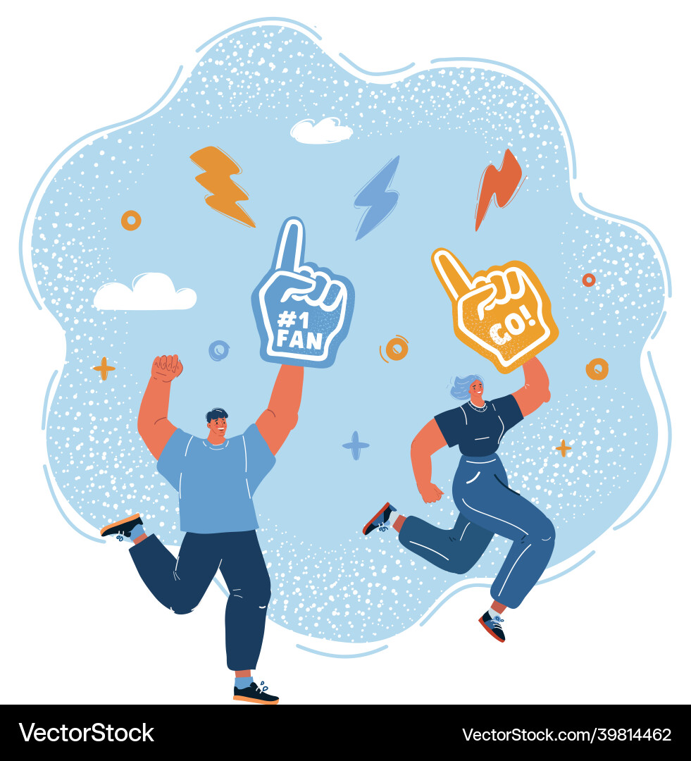 Two sports fans supporting Royalty Free Vector Image