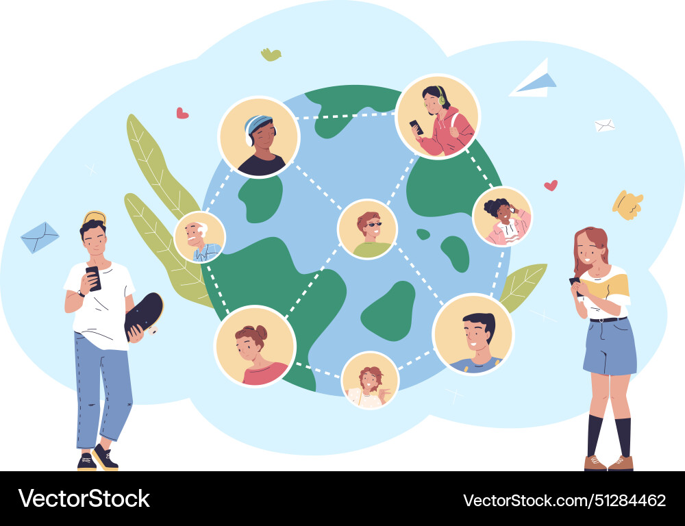 Worldwide connecting team social community Vector Image