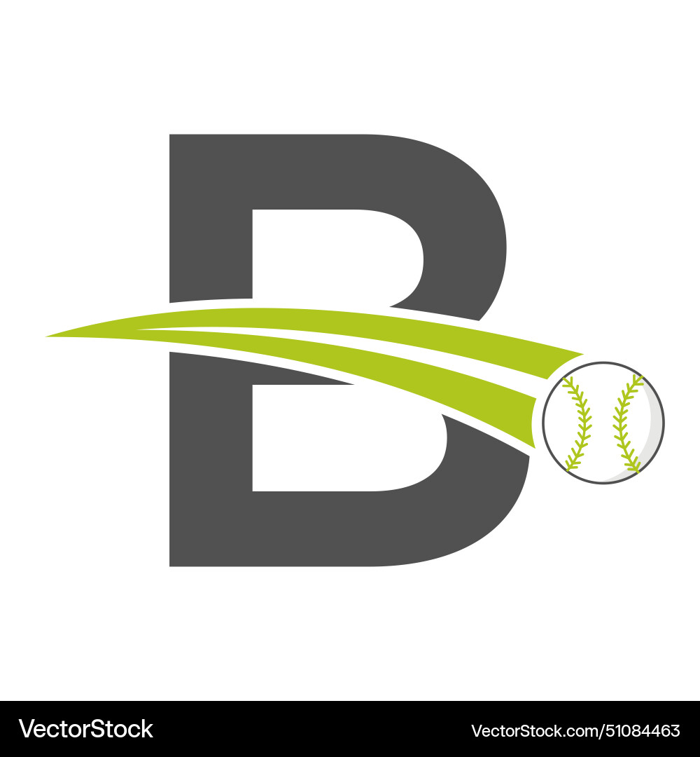 Baseball logo on letter b concept with moving Vector Image