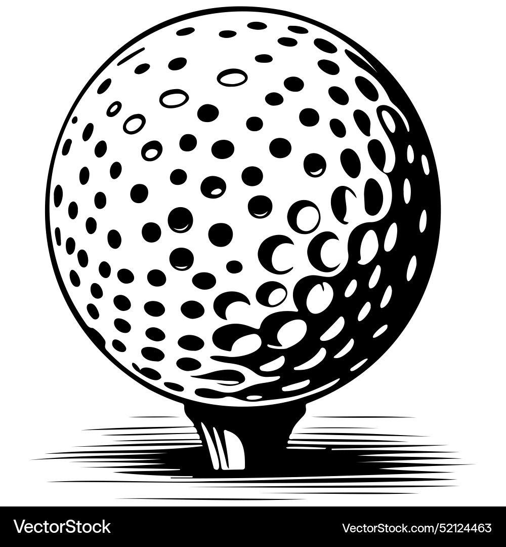 Engrave cartoon golf ball drawing line head Vector Image
