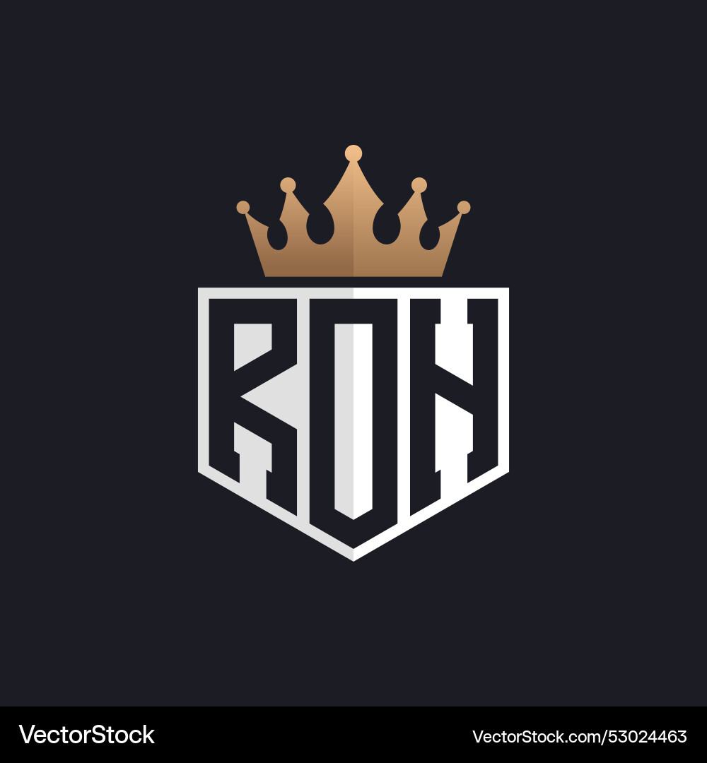 Luxury roh logo with crown elegant initials Vector Image