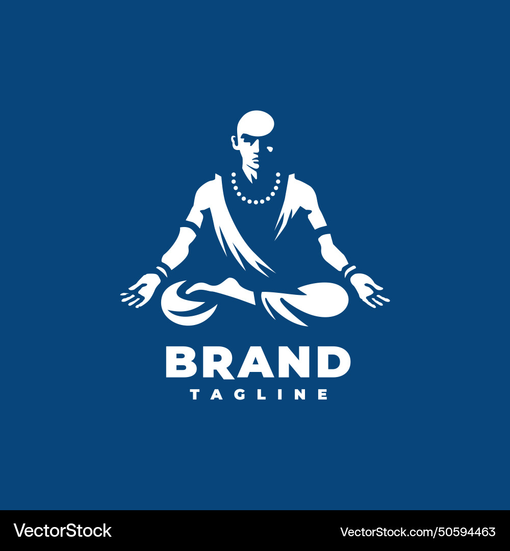 Meditation monk logo design template Royalty Free Vector