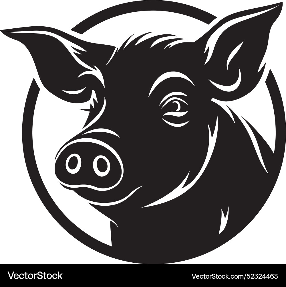 Midnight monochrome dark pig silhouetteshadowed Vector Image