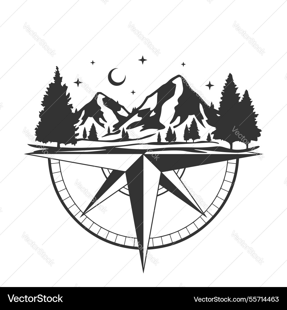 Mountain compass clip art Royalty Free Vector Image
