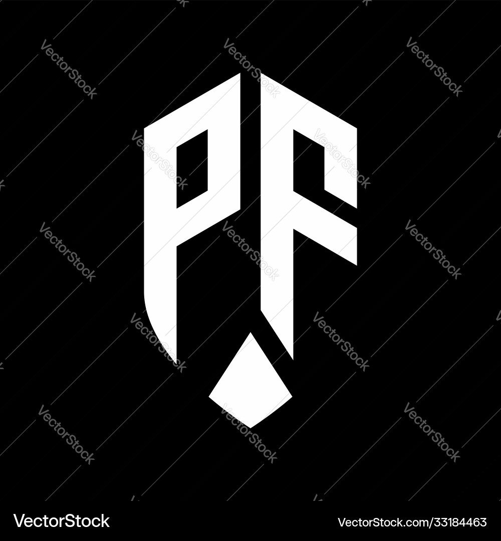 Pf logo monogram with emblem shield style design Vector Image