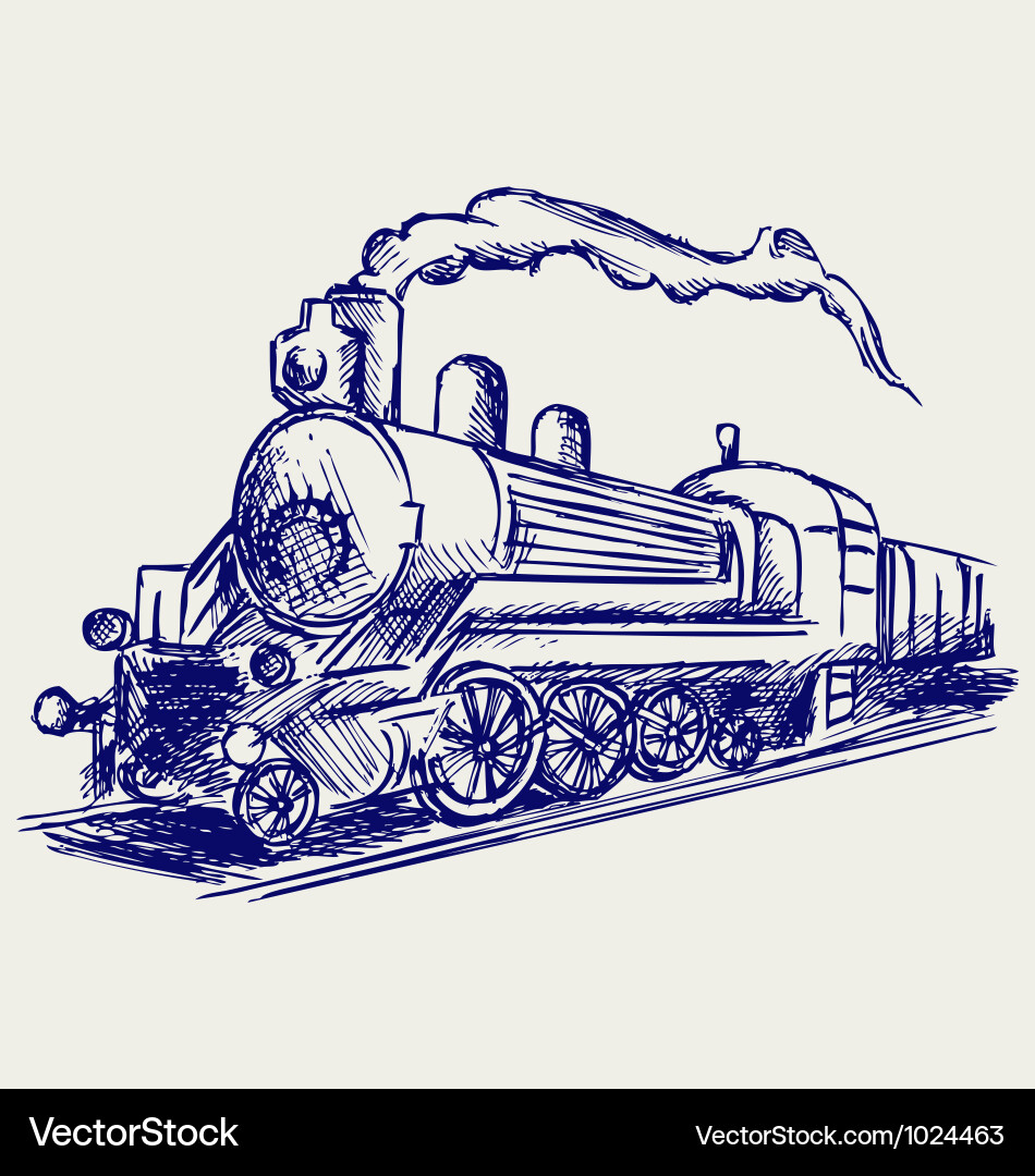 Steam train with smoke Royalty Free Vector Image