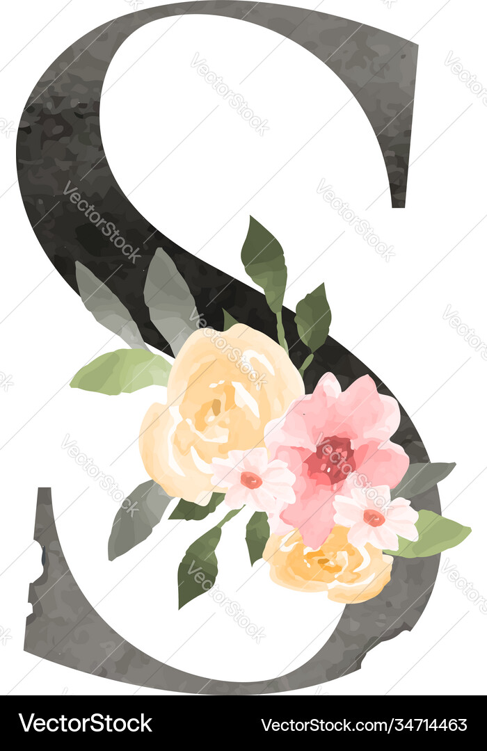 Watercolor decorative letter Royalty Free Vector Image