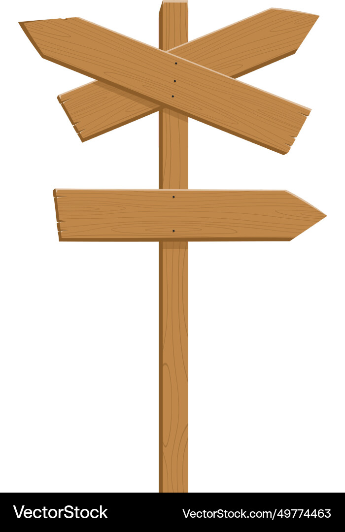 Wooden arrow road cross direction pointer sign Vector Image