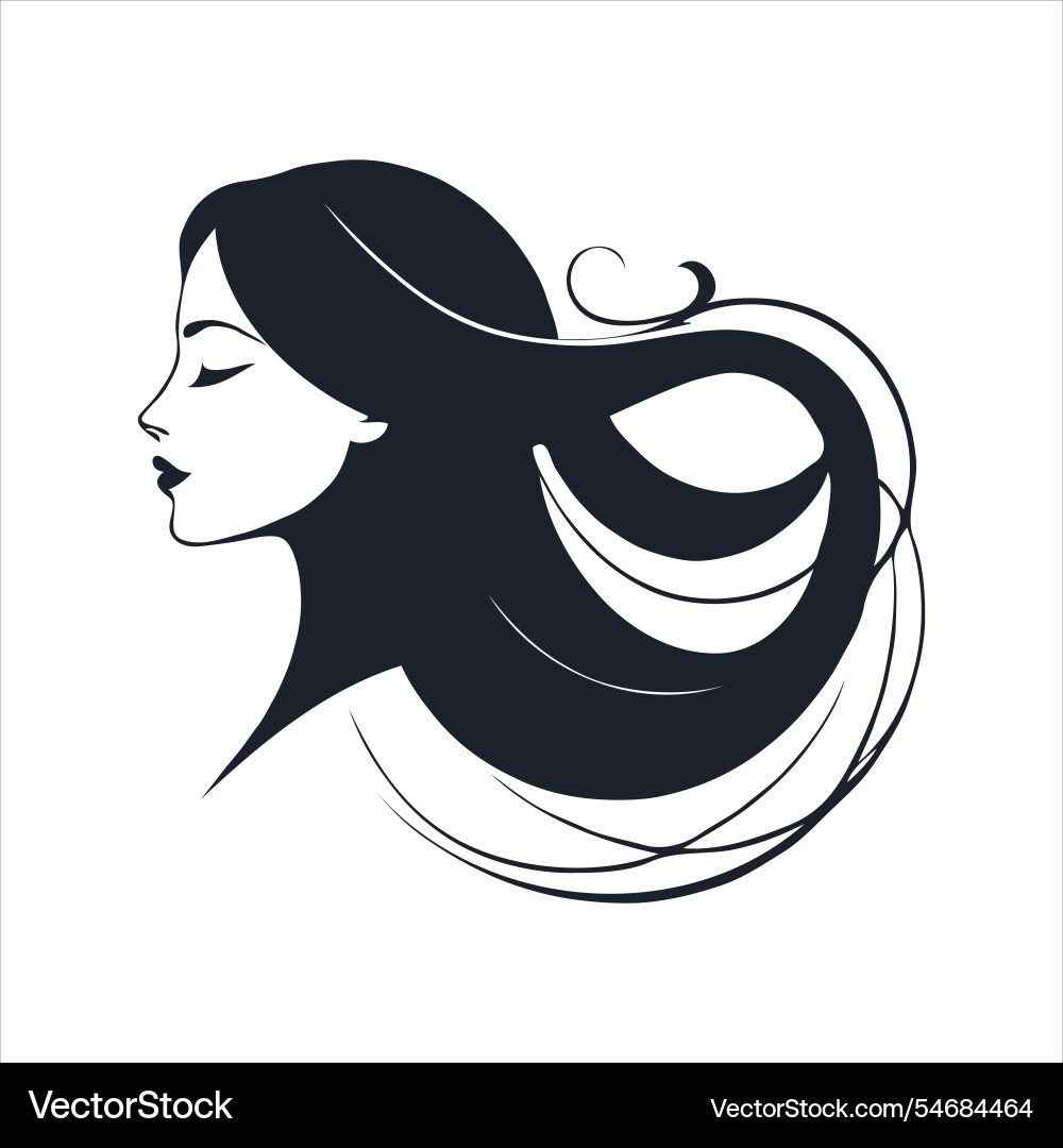 Art ampstylized female face hair Royalty Free Vector Image