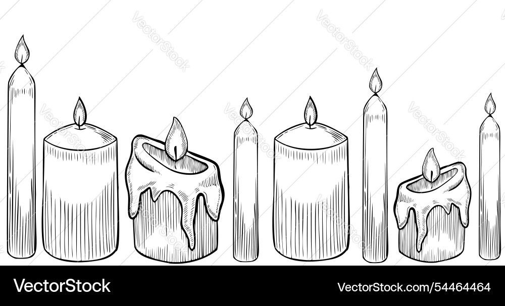 Candle seamless border Royalty Free Vector Image