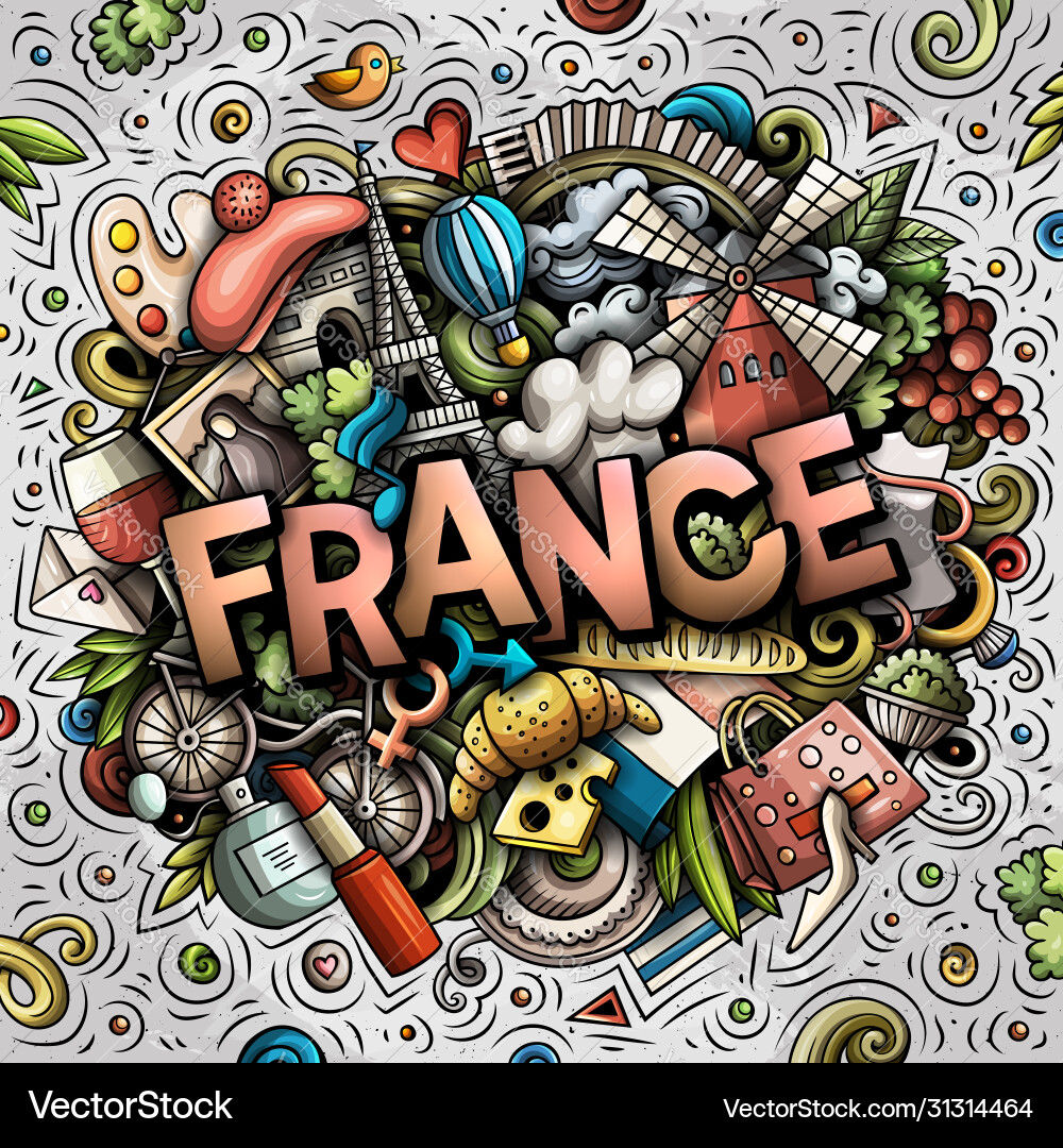 France Cartoon Doodles Royalty Free Vector Image