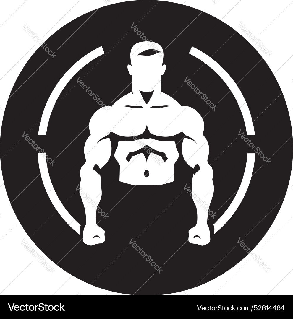 Gym gladiator muscle man logo in black strong Vector Image