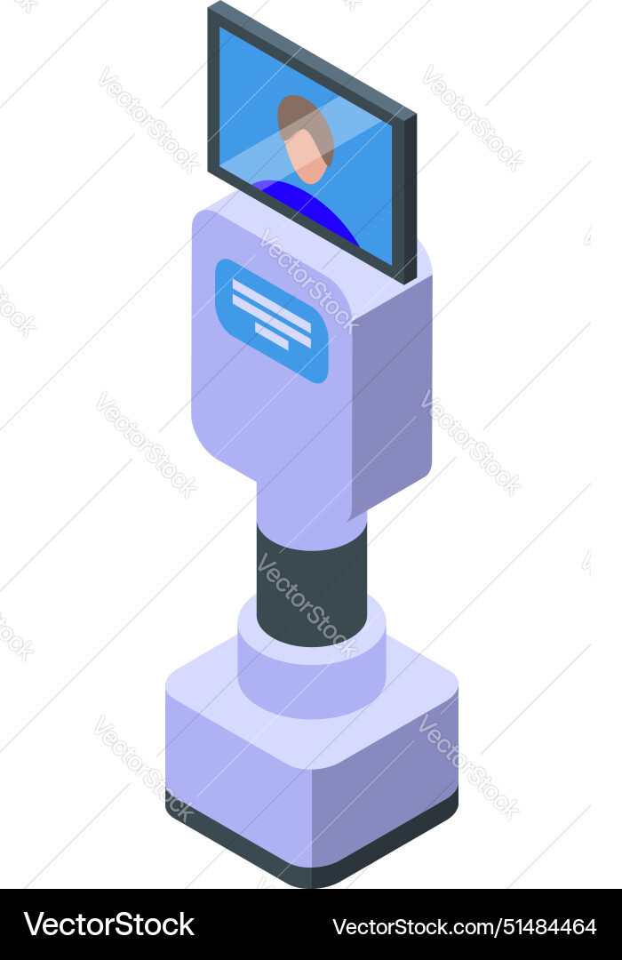 Isometric futuristic kiosk with digital display Vector Image