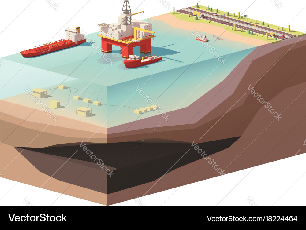 Low poly offshore oil rig drilling platform Vector Image