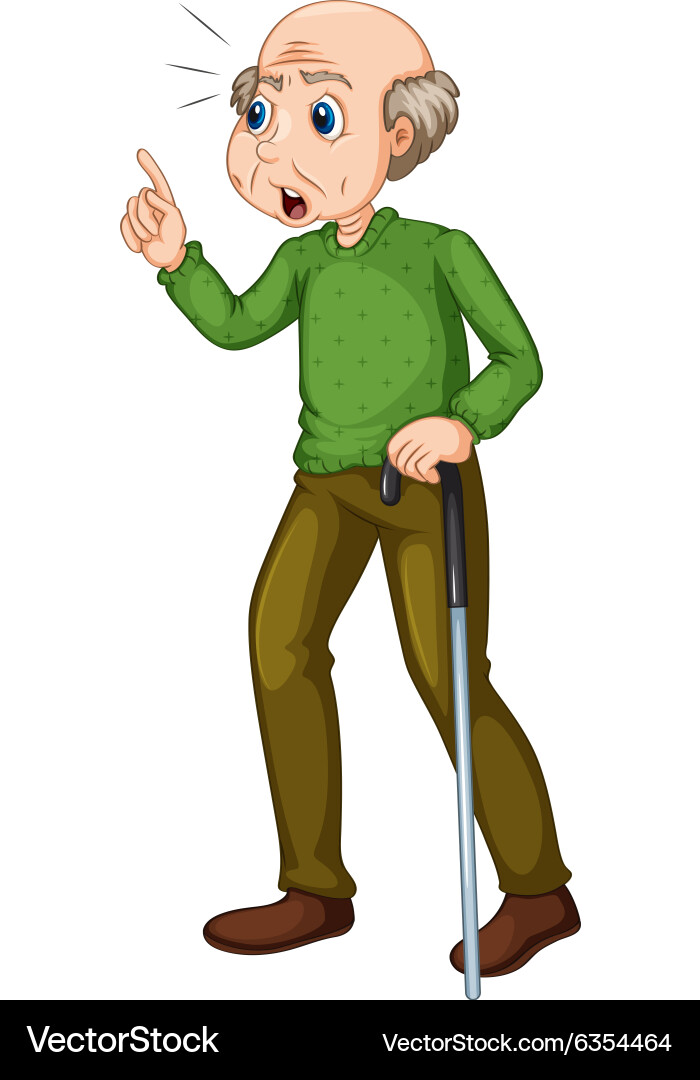 Old man with angry face Royalty Free Vector Image