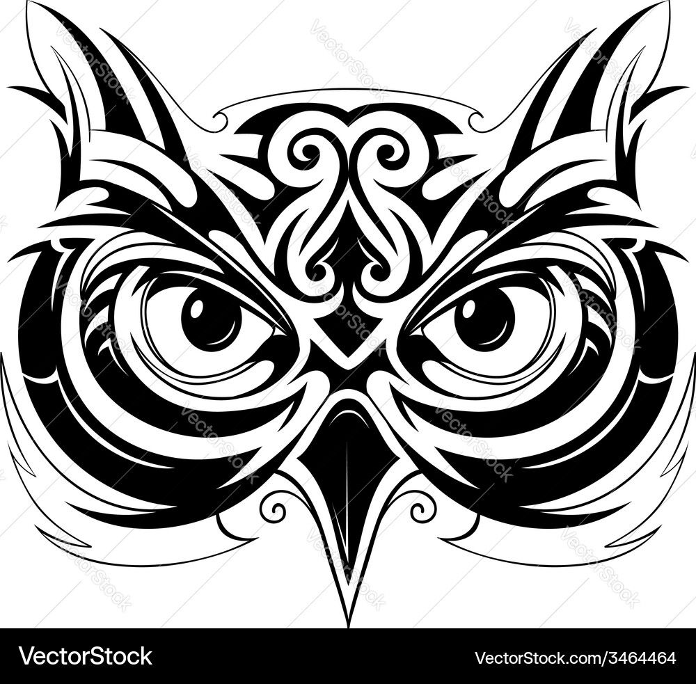 Owl head tattoo Royalty Free Vector Image - VectorStock