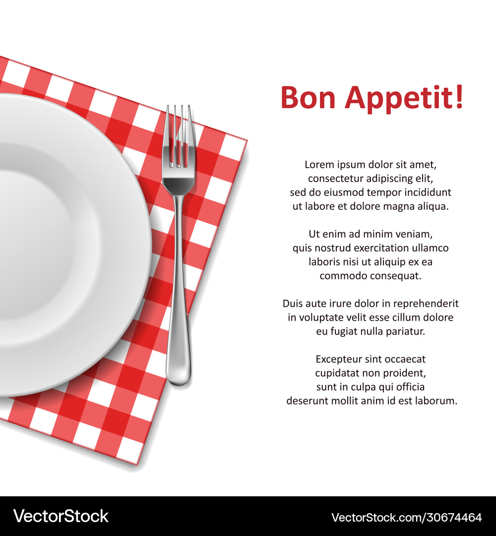 Restaurant menu with plate and cutlery set Vector Image