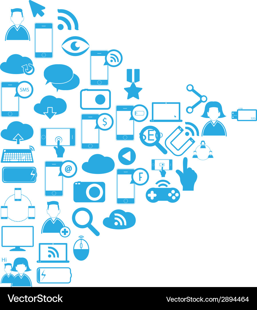 Social network background with media icons Vector Image