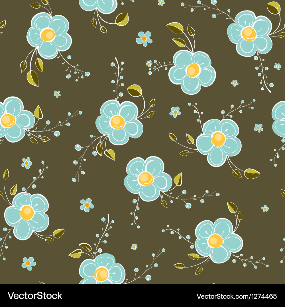 Blue Floral Seamless Pattern Royalty Free Vector Image
