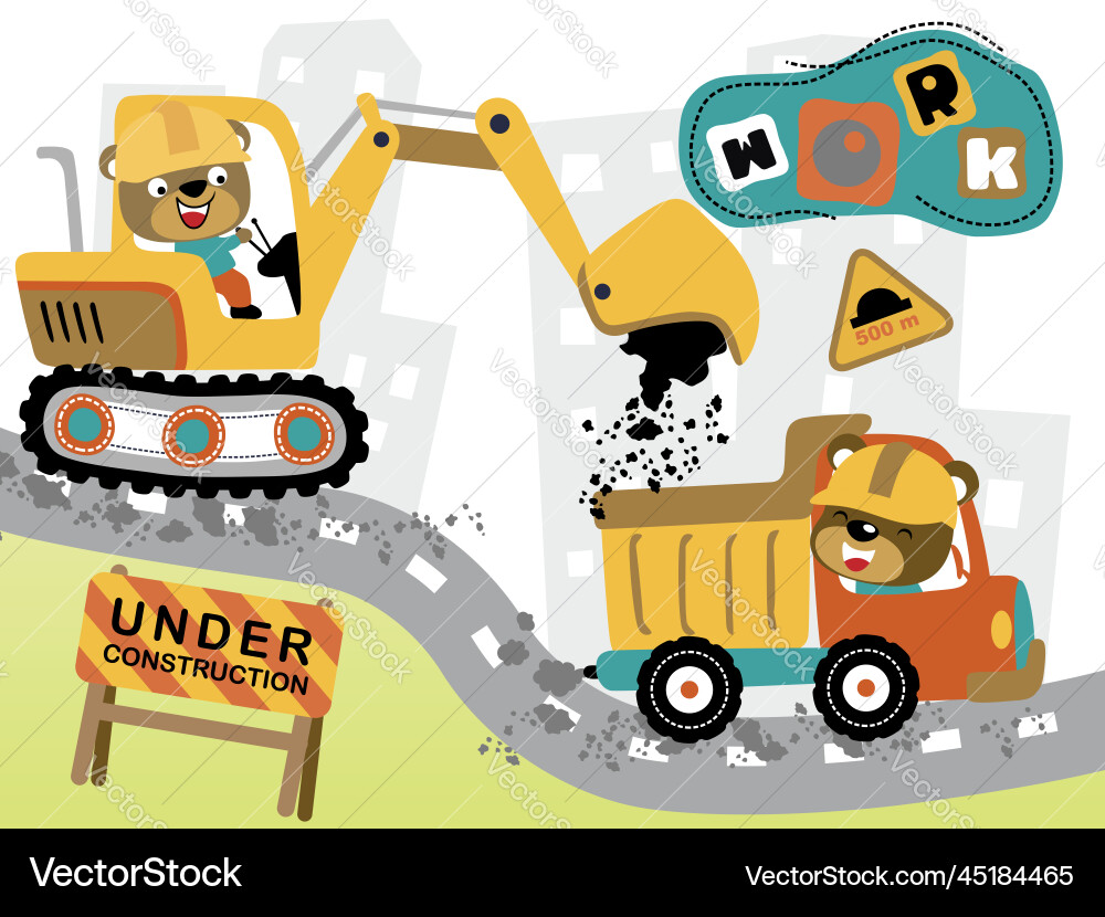Cute Bear Construction Crew Royalty Free Vector Image