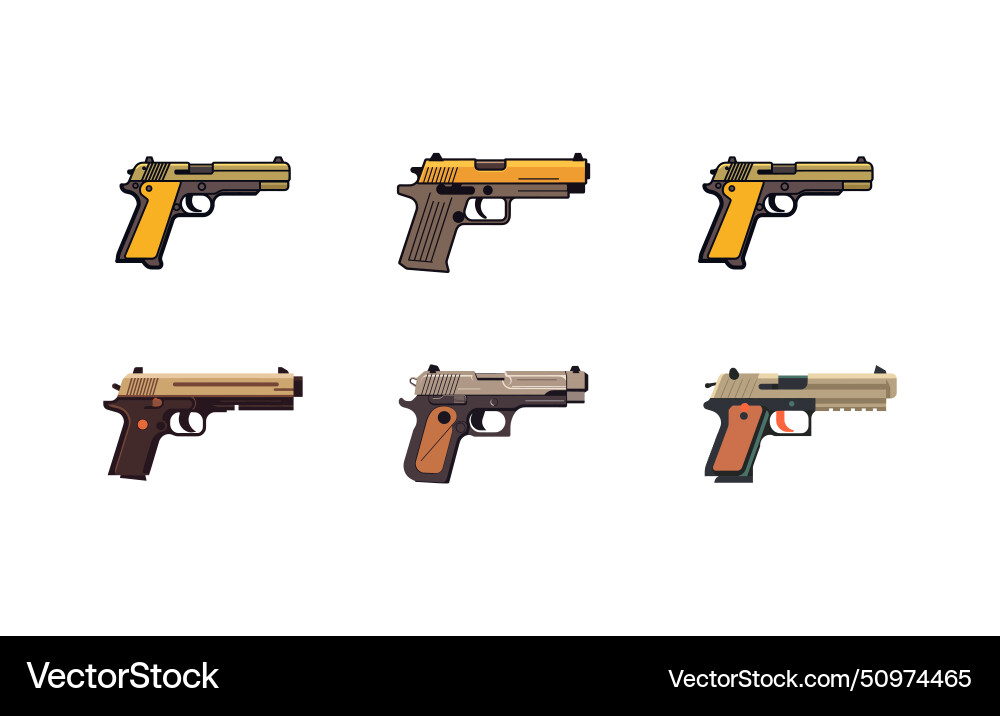 Desert eagle pistol powerful pistol set Royalty Free Vector